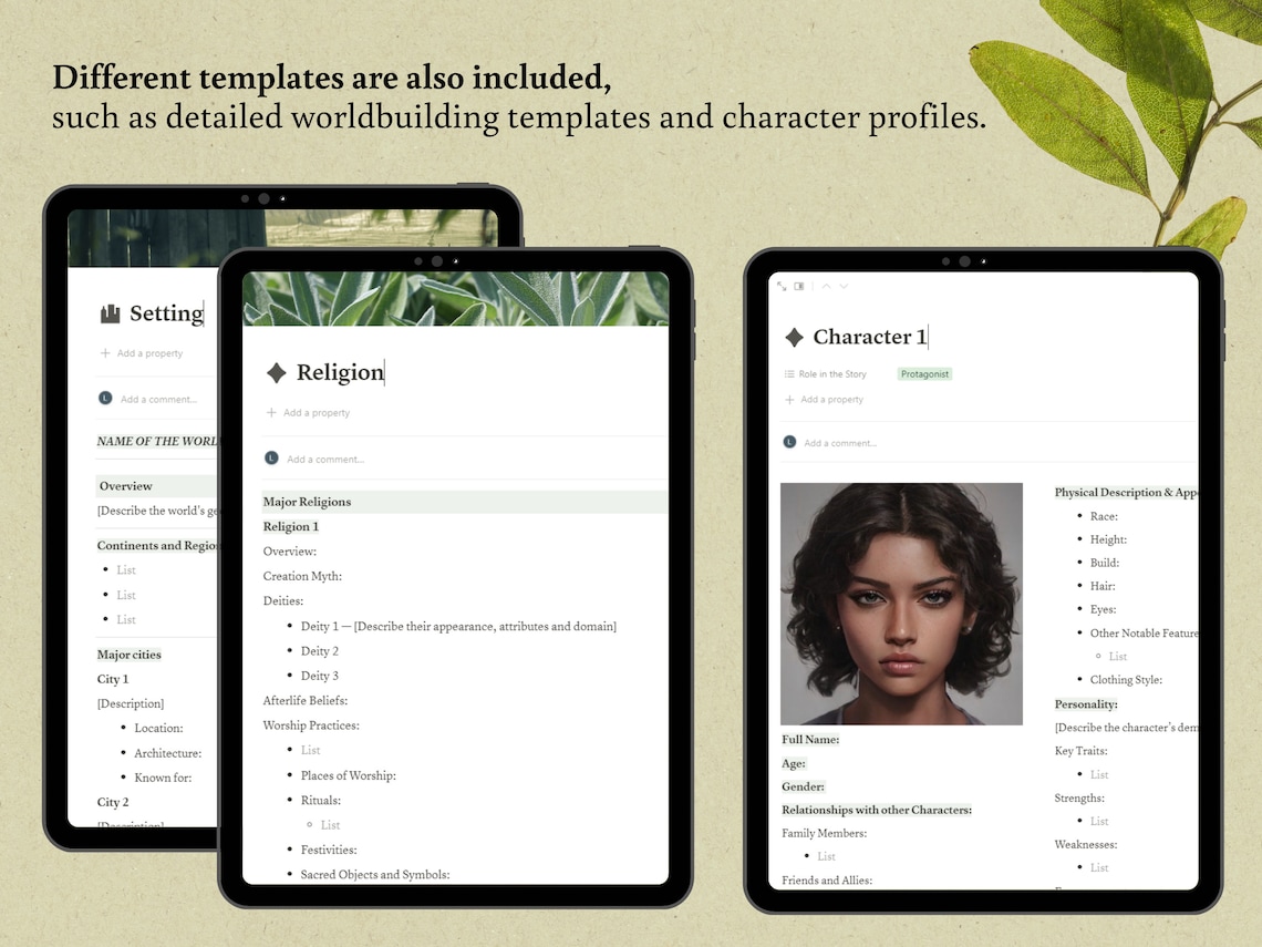 Notion Writing Template: Green Author Workspace, Novel Planner - Etsy