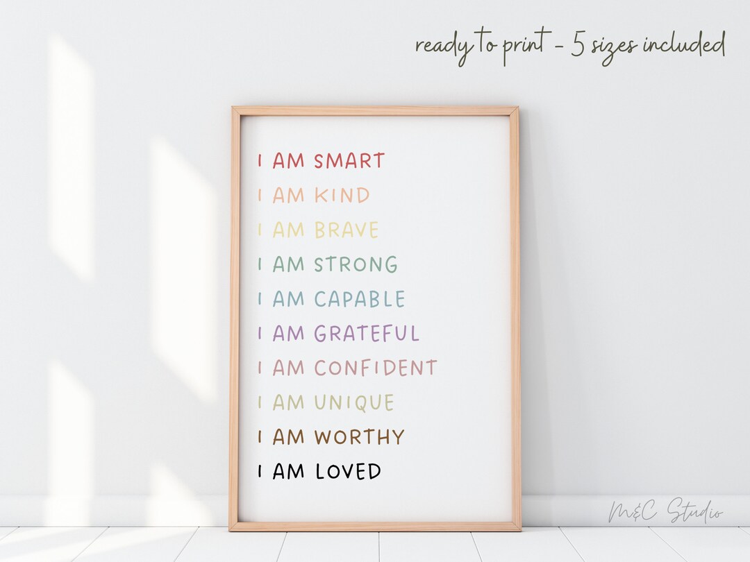 Rainbow Affirmations Affirmations Sign Classroom Posters I - Etsy