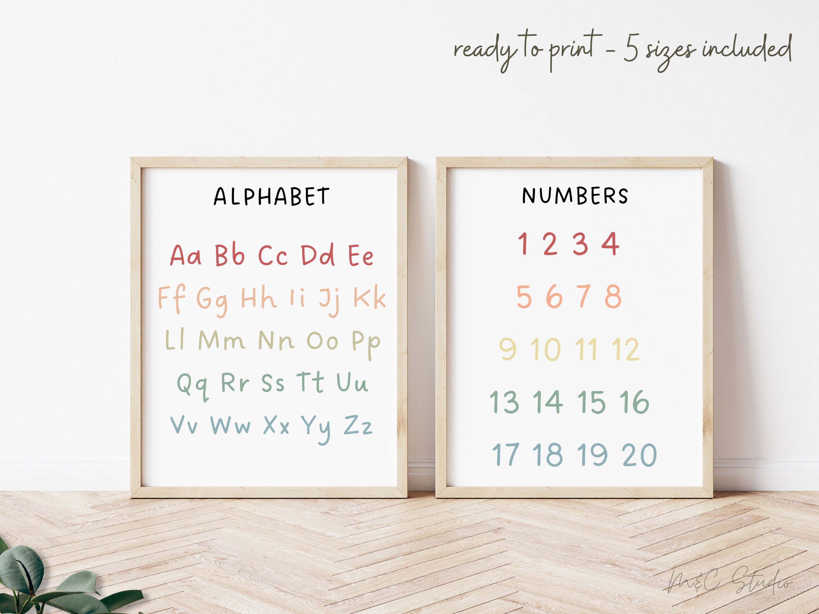 ABC Alphabet Poster Number Chart Rainbow Numbers Learning - Etsy