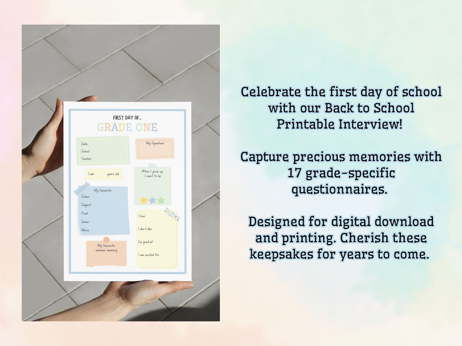 First Day of School Interview Printable,first Day of School ...