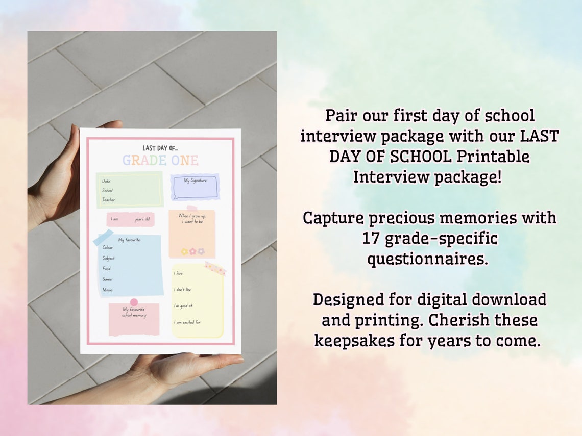 Last Day of School Interview Printable,last Day of School Questionnaire ...