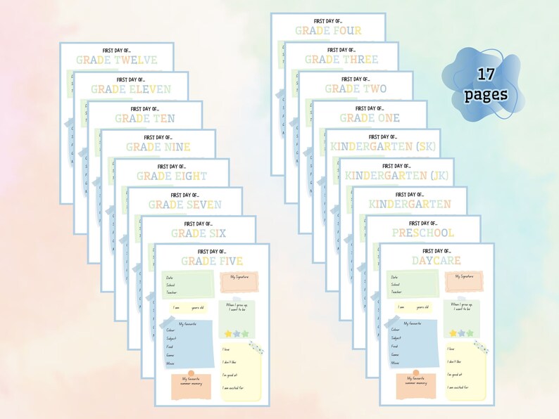 First Day of School Interview Printable,first Day of School ...