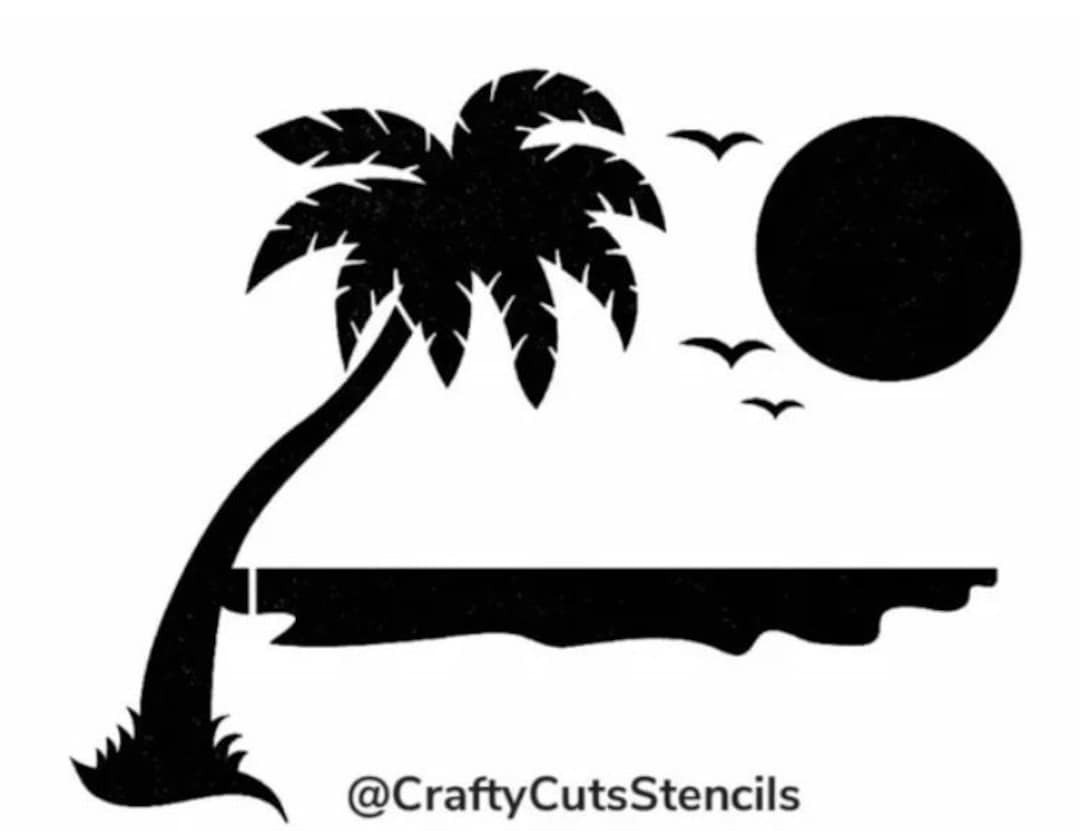 Beach Sunset Stencil Durable & Reusable Stencils 7x4 Inch FREE - Etsy