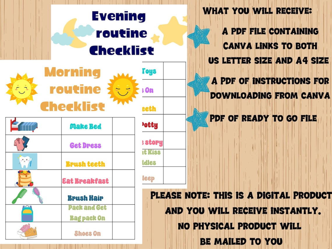 Editable Morning and Evening Routine Checklist, Chore Chart, Daily ...