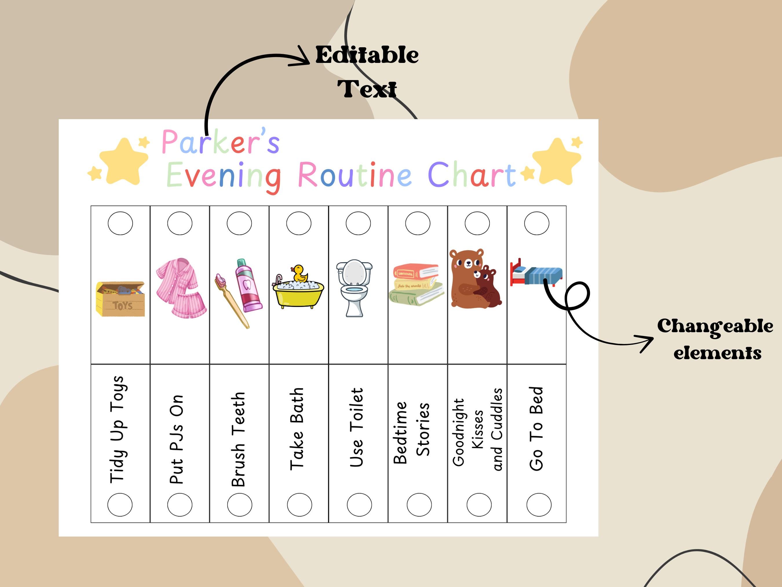 Daily Routine Chart, Flip Chart Chore Chart, Editable Routine Flip ...