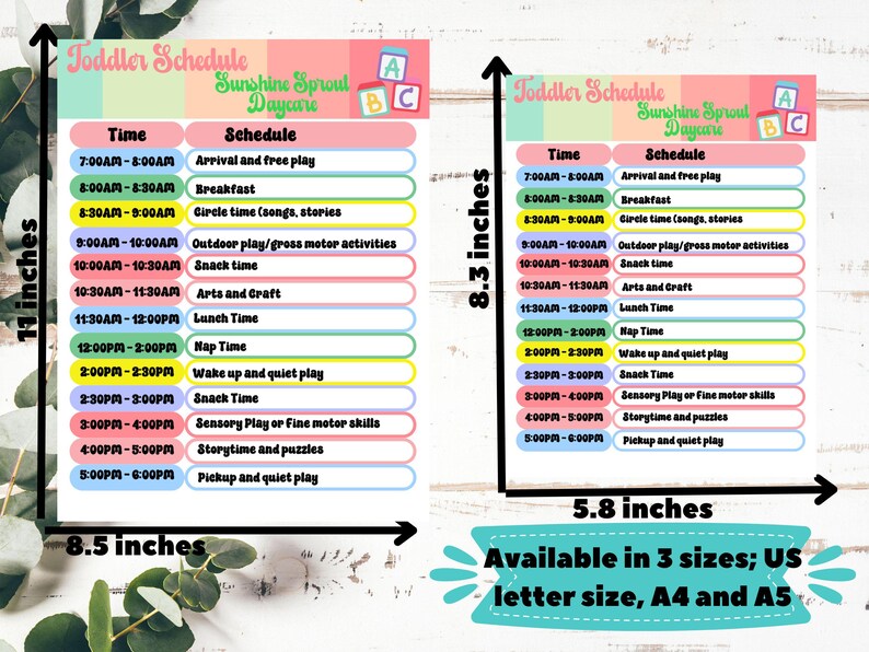 Editable Daycare Daily Schedule for Toddlers, Childcare Daily Routine ...
