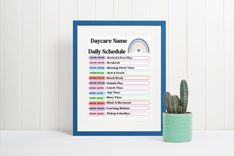 Editable and Printable Daily Daycare Schedule, Childcare Center ...