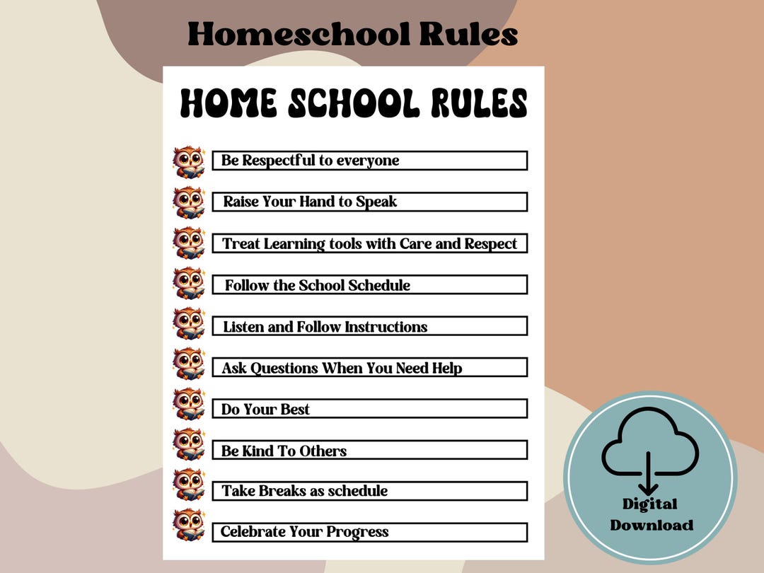 Homeschool Poster, Home Classroom Rules, Instant Download, Virtual ...