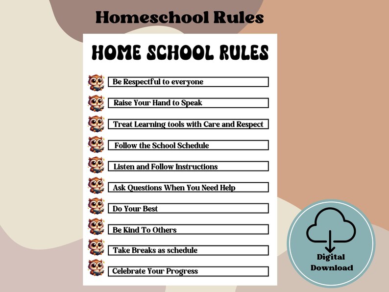 Homeschool Poster, Home Classroom Rules, Instant Download, Virtual ...
