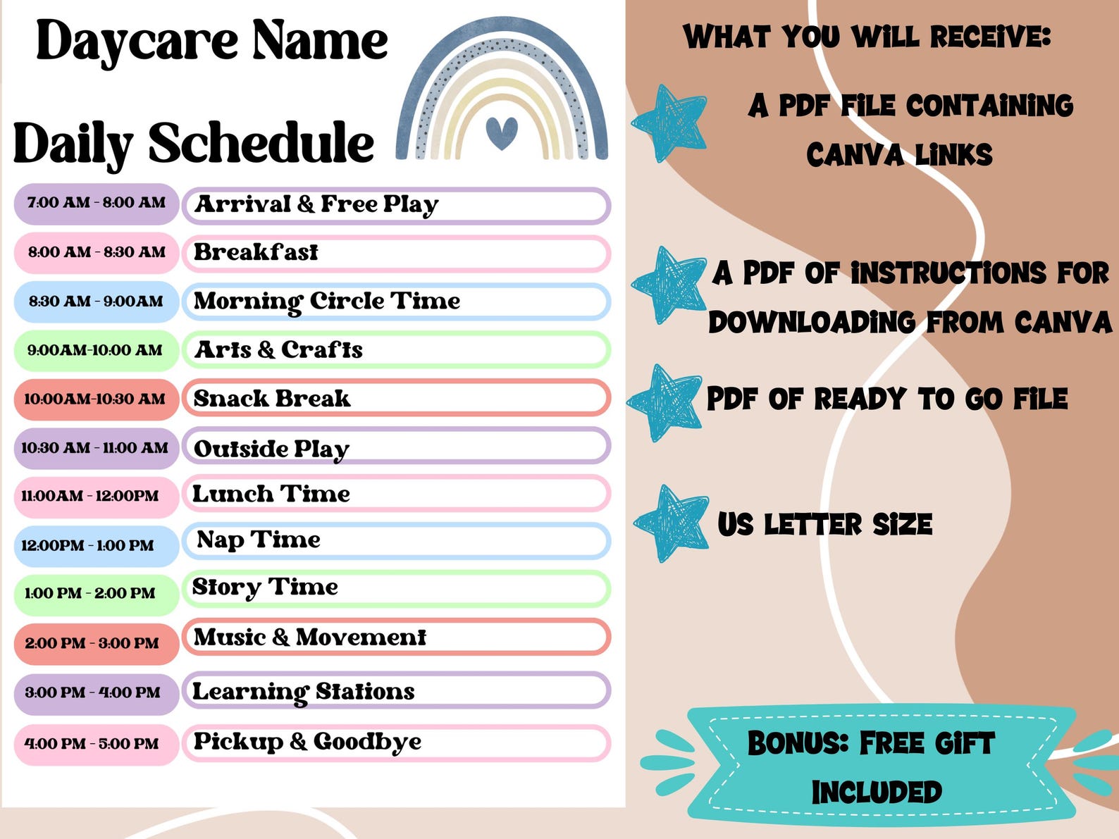 Editable and Printable Daily Daycare Schedule, Childcare Center , Homeschool Schedule , Daycare ...