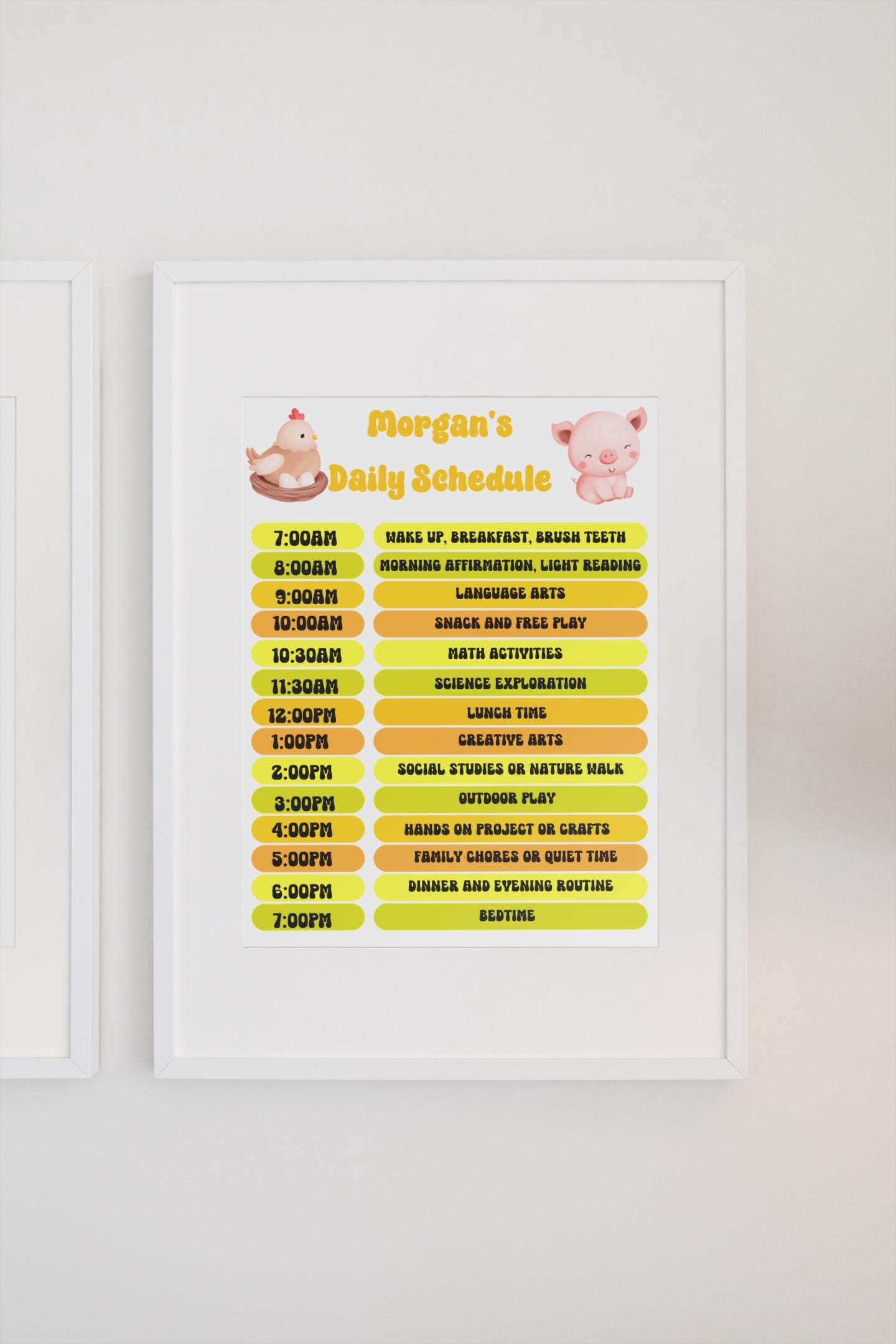 Homeschool Daily Schedule, Yellow Gender Neutral, Farm Animal Theme ...