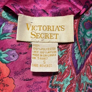 EVC Vintage Victorias Secret Gold Label Satin Floral Slip With Lace ...