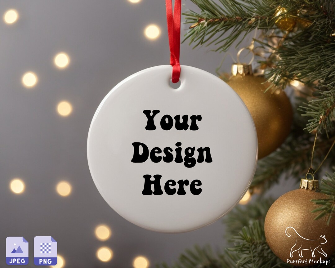 Acrylic Ornament Mockup Christmas Ornament Mockup Red Ribbon Ornament ...