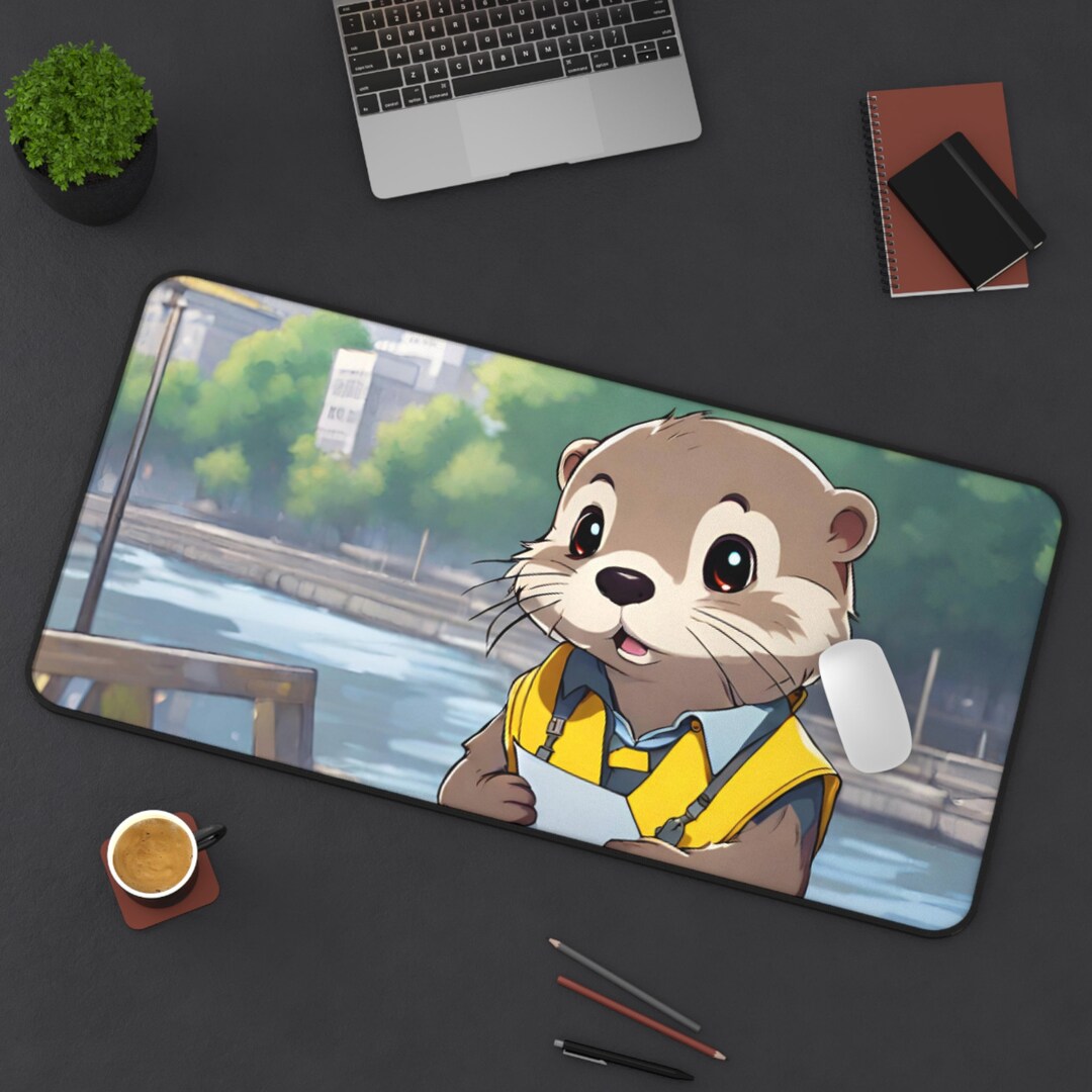 Otter Mail Delivery Desk Mat Cute Yellow Vest Otter Mousepad School ...