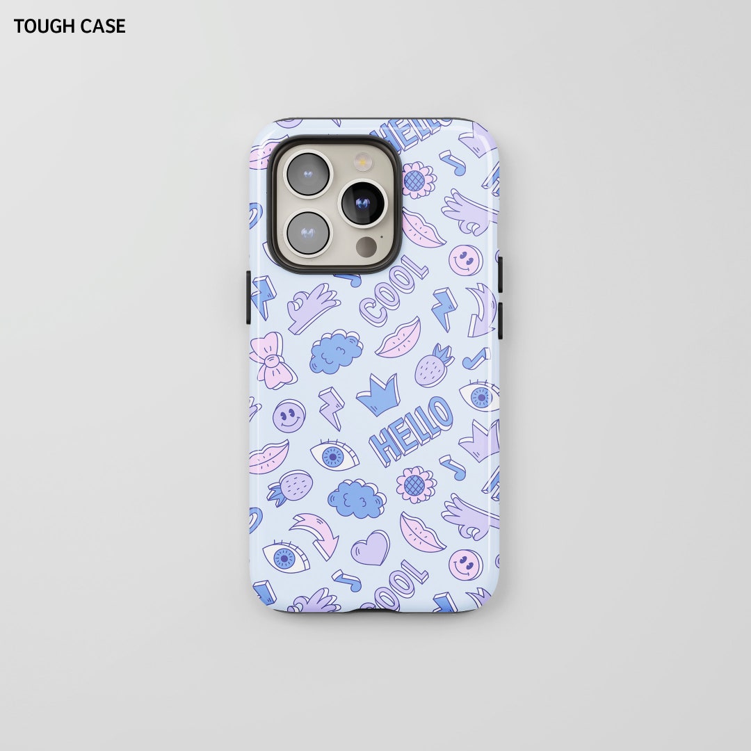 Y2K Doodle iPhone Case: Retro Emoji Tough Case - Etsy