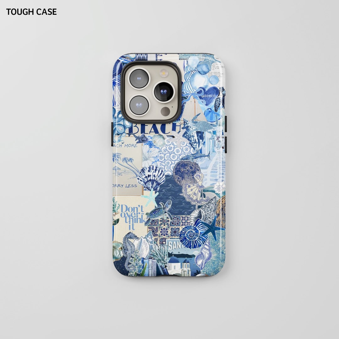 Coastal Collage Phone Case, Ocean Summer Phone Case, Blue Aesthetic ...