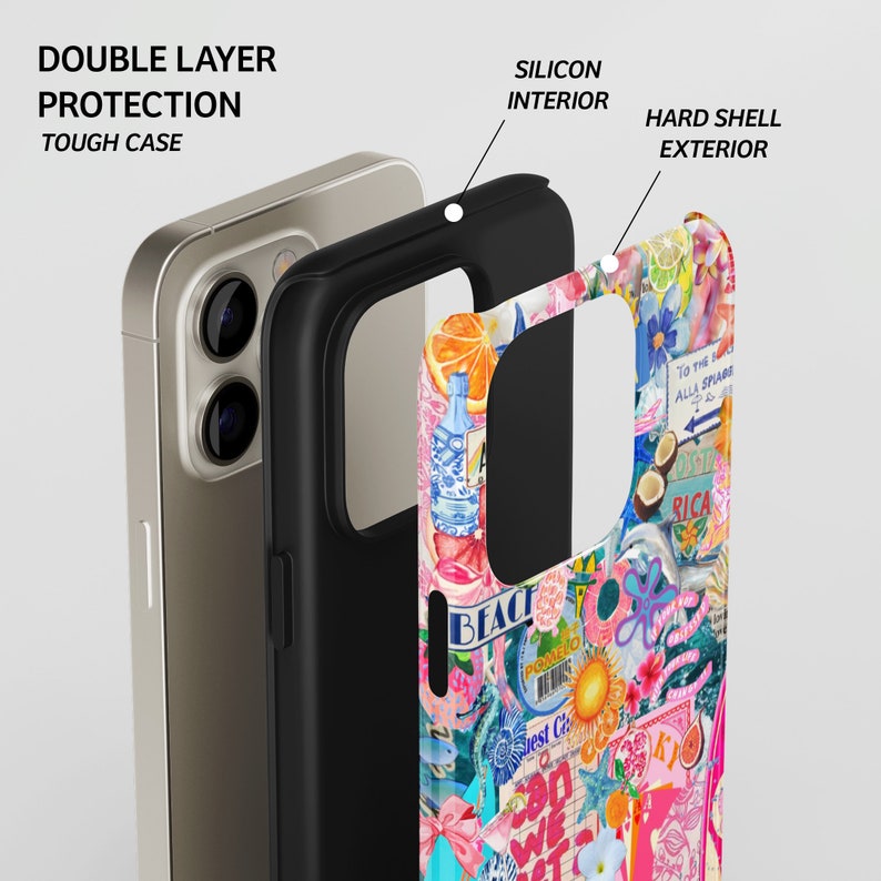 Summer Collage Phone Case, Scrapbook Phone Case Aesthetic iPhone Case, iPhone 15 Pro Max, 15 Pro ...