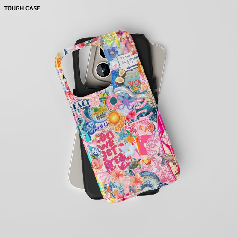 Summer Collage Phone Case, Scrapbook Phone Case Aesthetic iPhone Case, iPhone 15 Pro Max, 15 Pro ...
