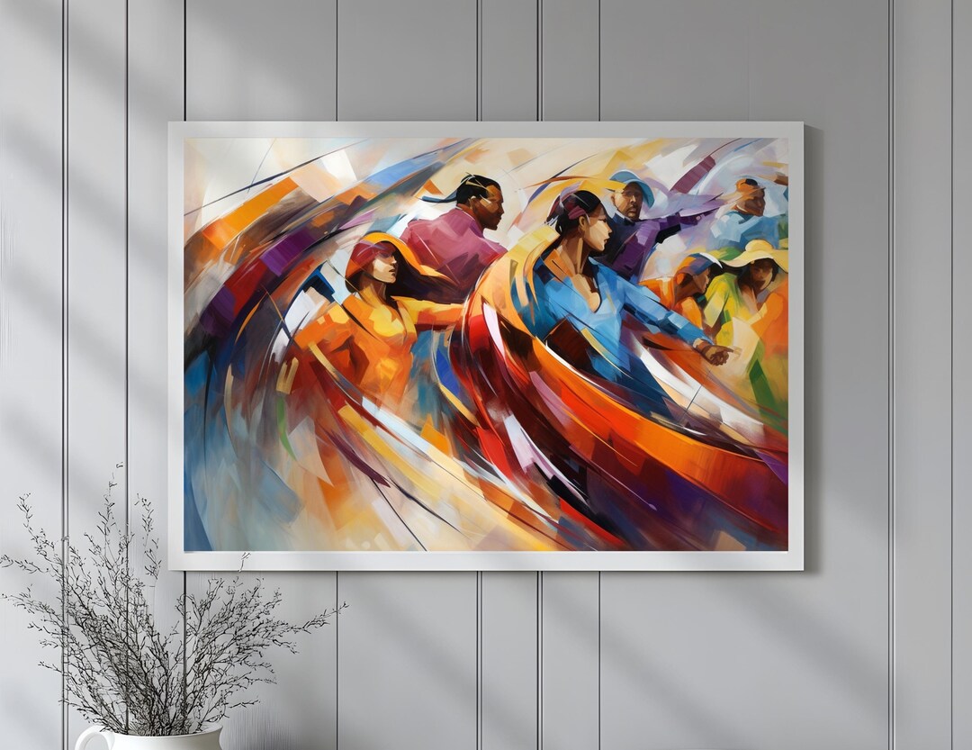 Colorful Abstract People Art Print Movement Painting Vibrant Wall Decor ...