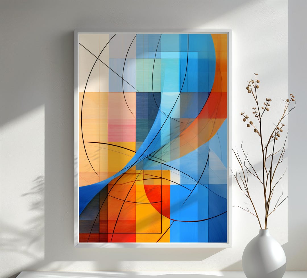 Geometric Abstract Art Print Modern Colorful Wall Art Gift Contemporary ...