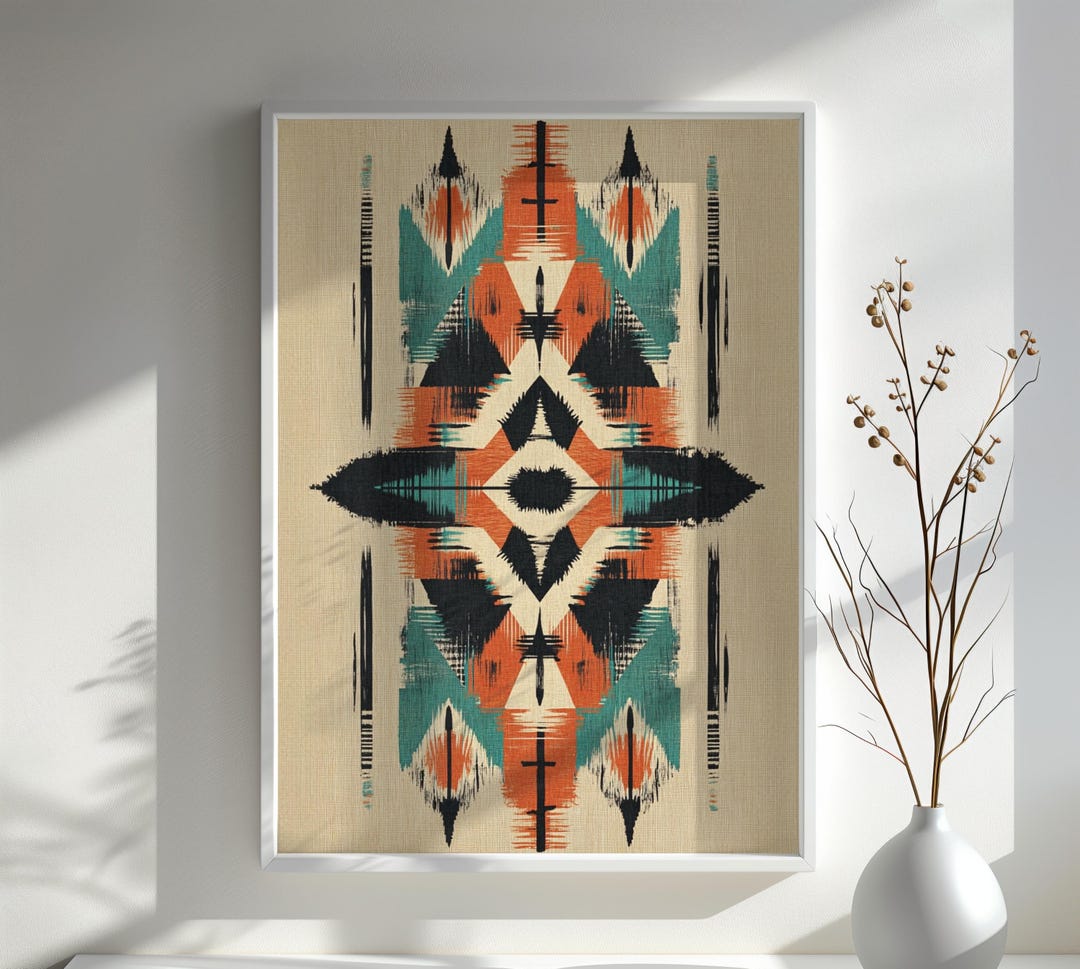 Native American-inspired Geometric Art Print Tribal Pattern Wall Decor ...