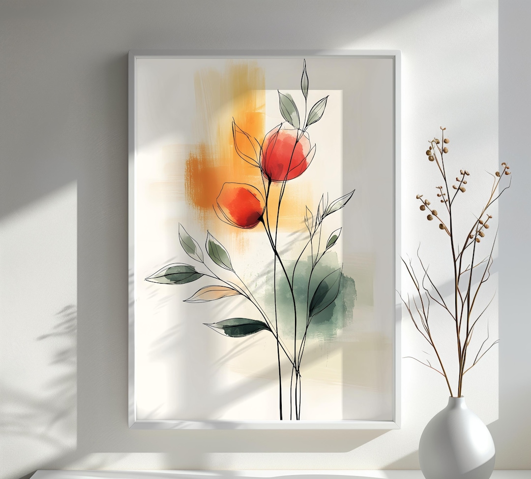 Modern Botanical Art Print Watercolor Floral Poster Nature-inspired ...