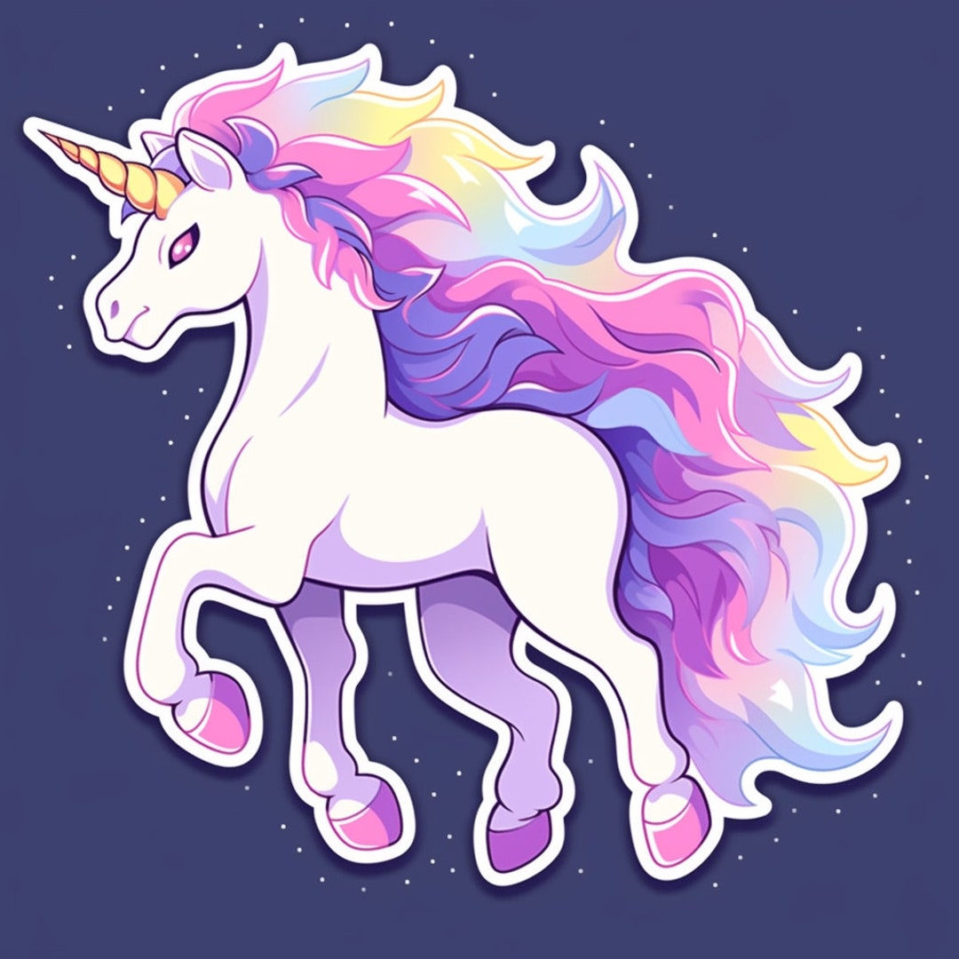 Seraphina Shine (RUS-5) - Rainbow Unicorn Sticker - Whimsical Unicorn ...
