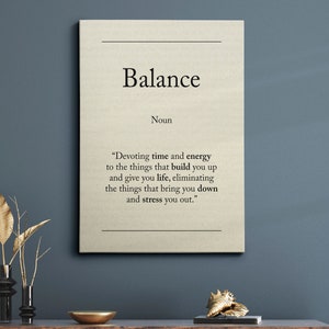 Balance Book Page Definition Quote Positivity Inspirational Framed ...
