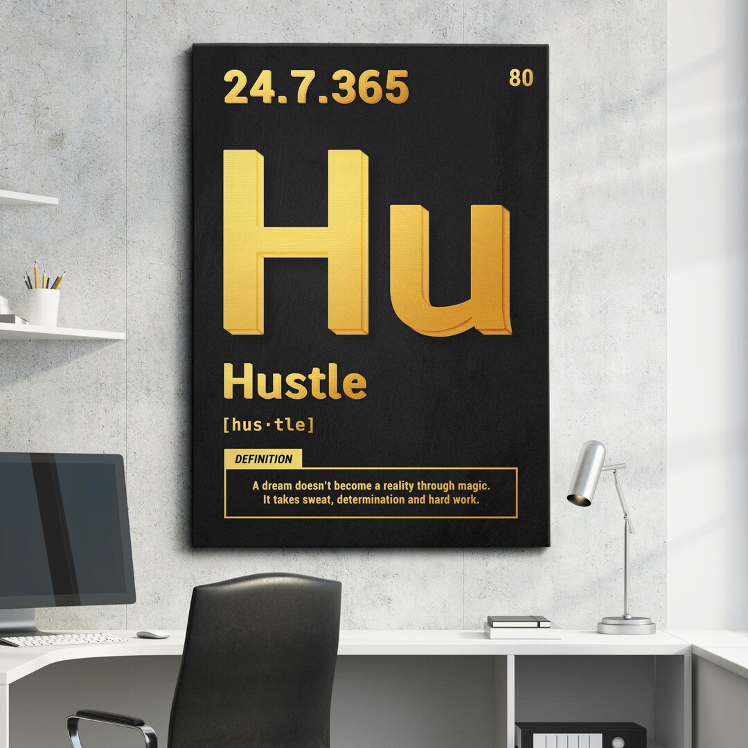 Hustle Periodic Elements Definition Motivational Inspirational, Framed ...