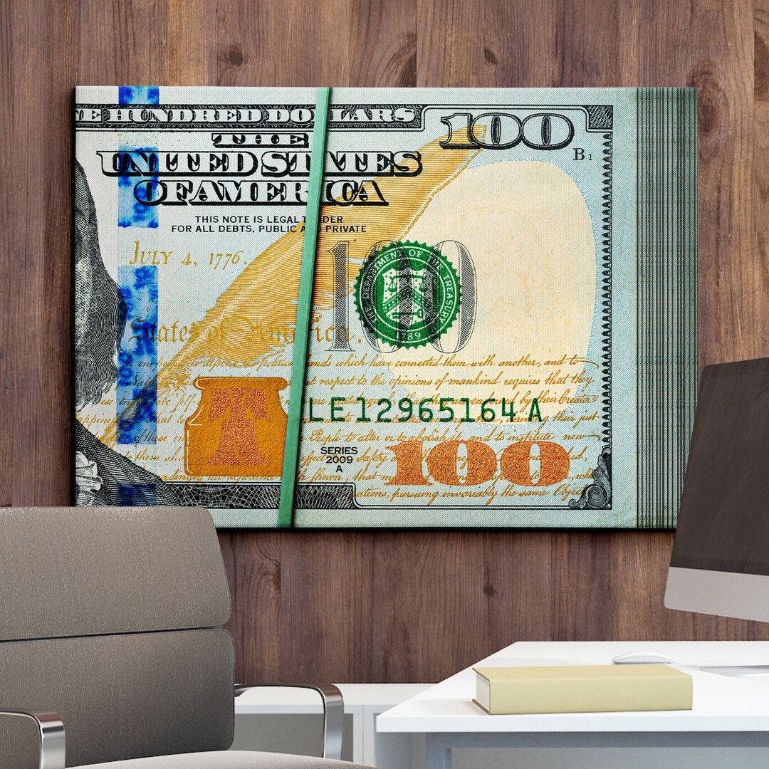 One Hundred Dollar Bill Rubber Band Motivational Inspirational, Framed ...