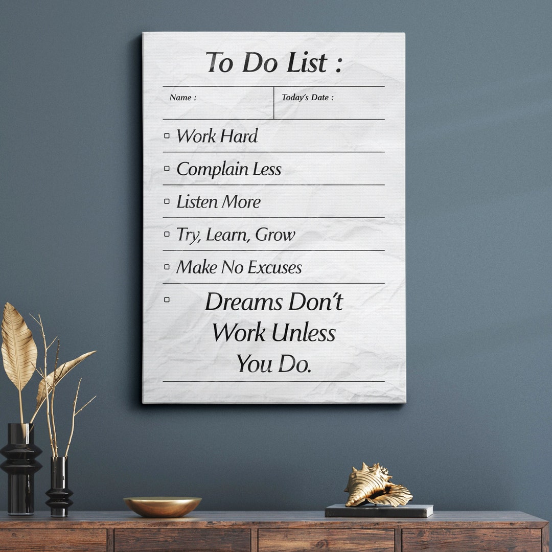 To Do List Motivational Inspirational Self-improvement, Framed Canvas ...