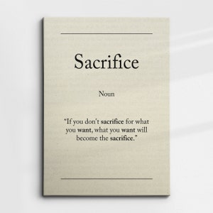 Sacrifice Book Page Definition Quote Motivational Inspirational Framed ...