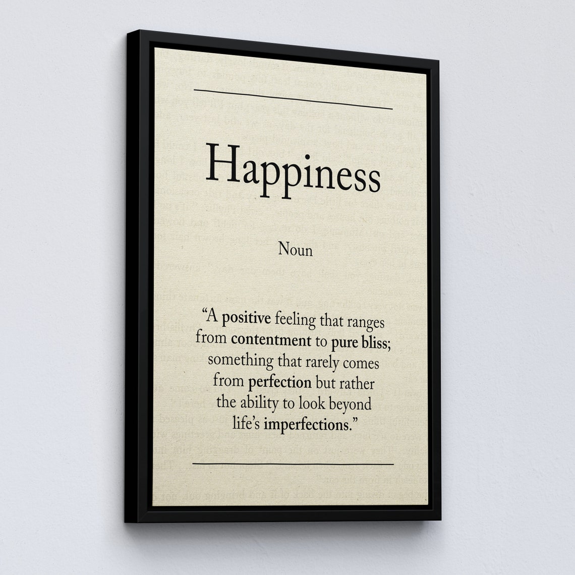Happiness Book Page Definition Quote Positivity Inspirational Framed ...