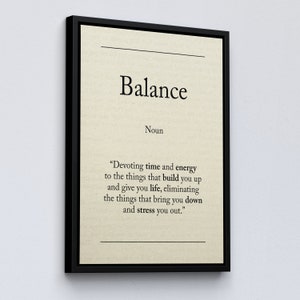 Balance Book Page Definition Quote Positivity Inspirational Framed ...