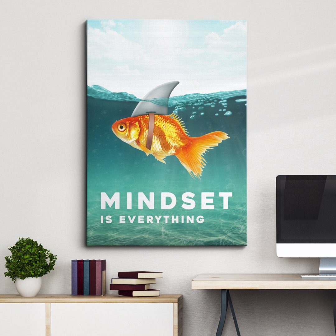 Mindset is Everything Fish Shark Fin Motivational Inspirational, Framed ...