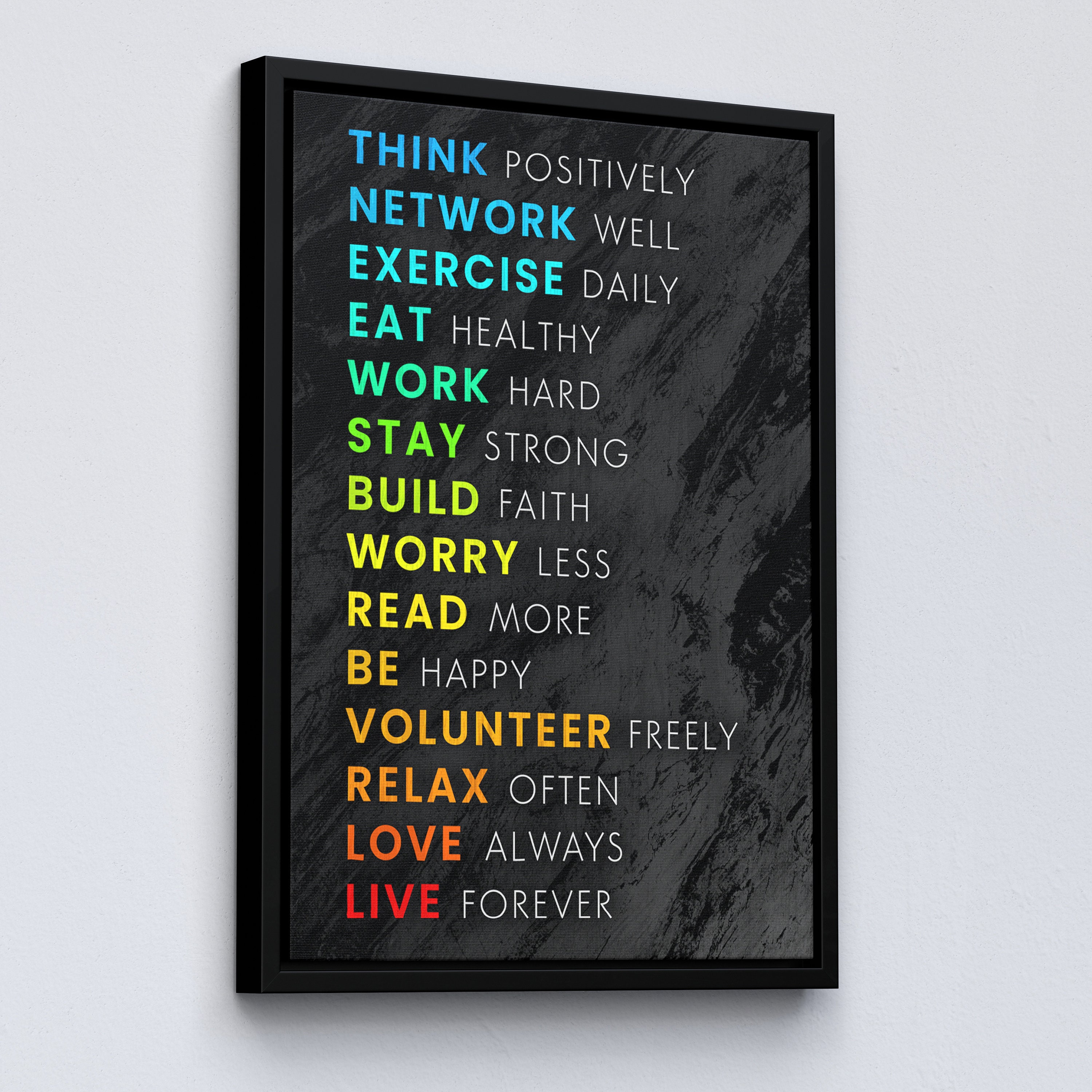 Positive Happiness Words List Quotes Motivational Inspirational, Framed ...