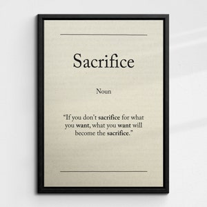 Sacrifice Book Page Definition Quote Motivational Inspirational Framed ...