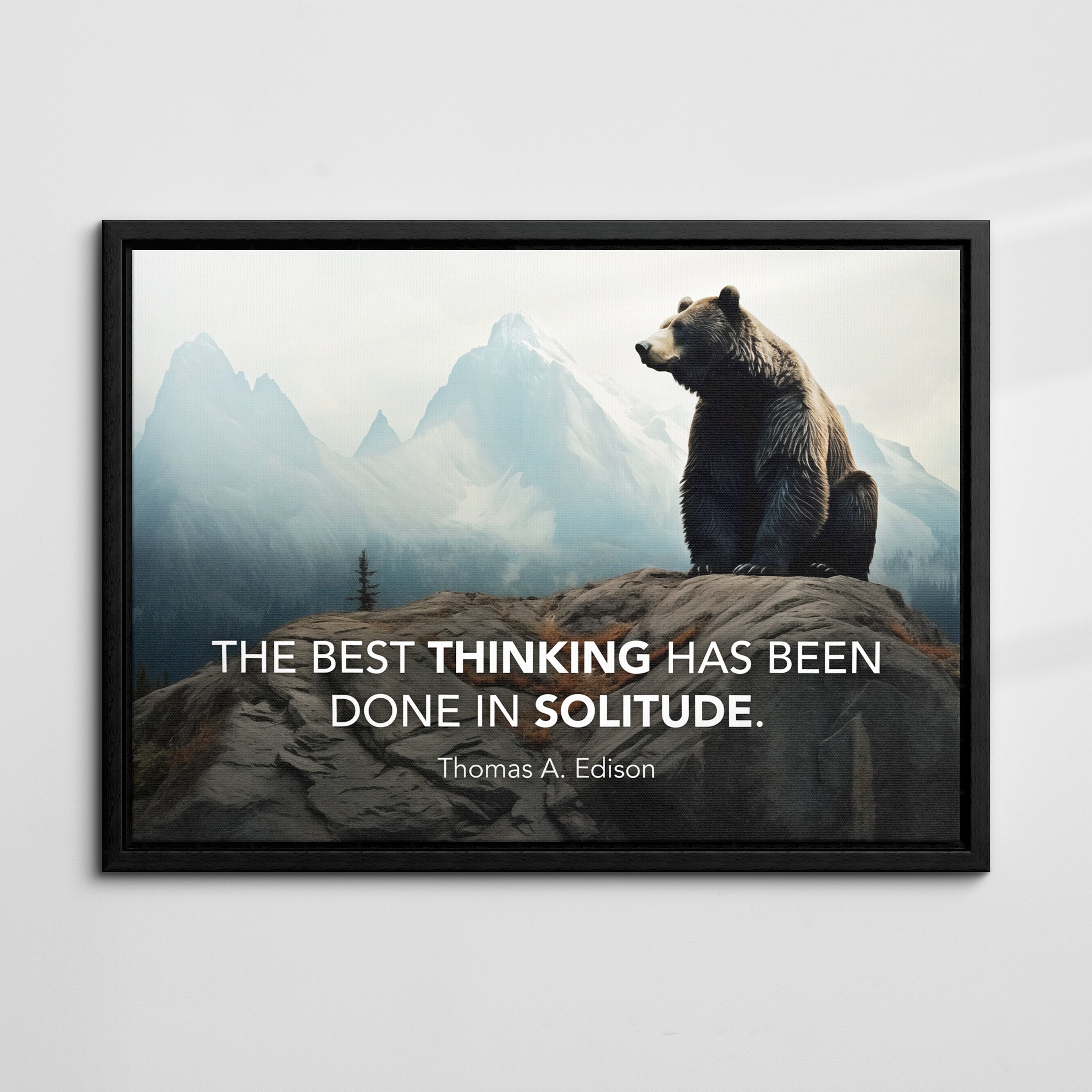 Grizzly Bear Solitude Quote Animal Motivational Inspirational Framed ...