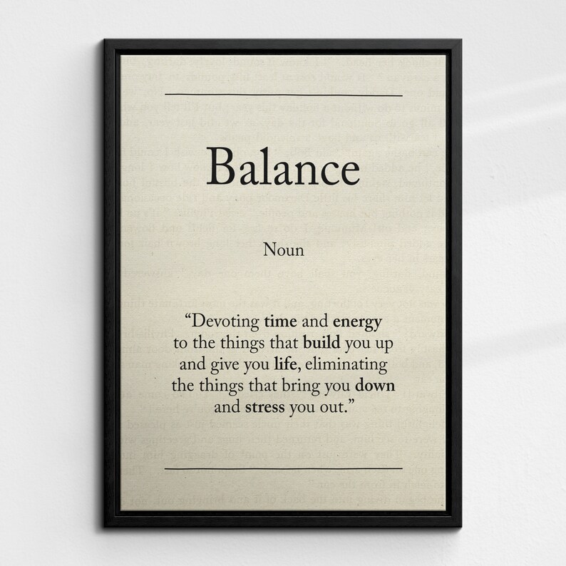 Balance Book Page Definition Quote Positivity Inspirational Framed ...
