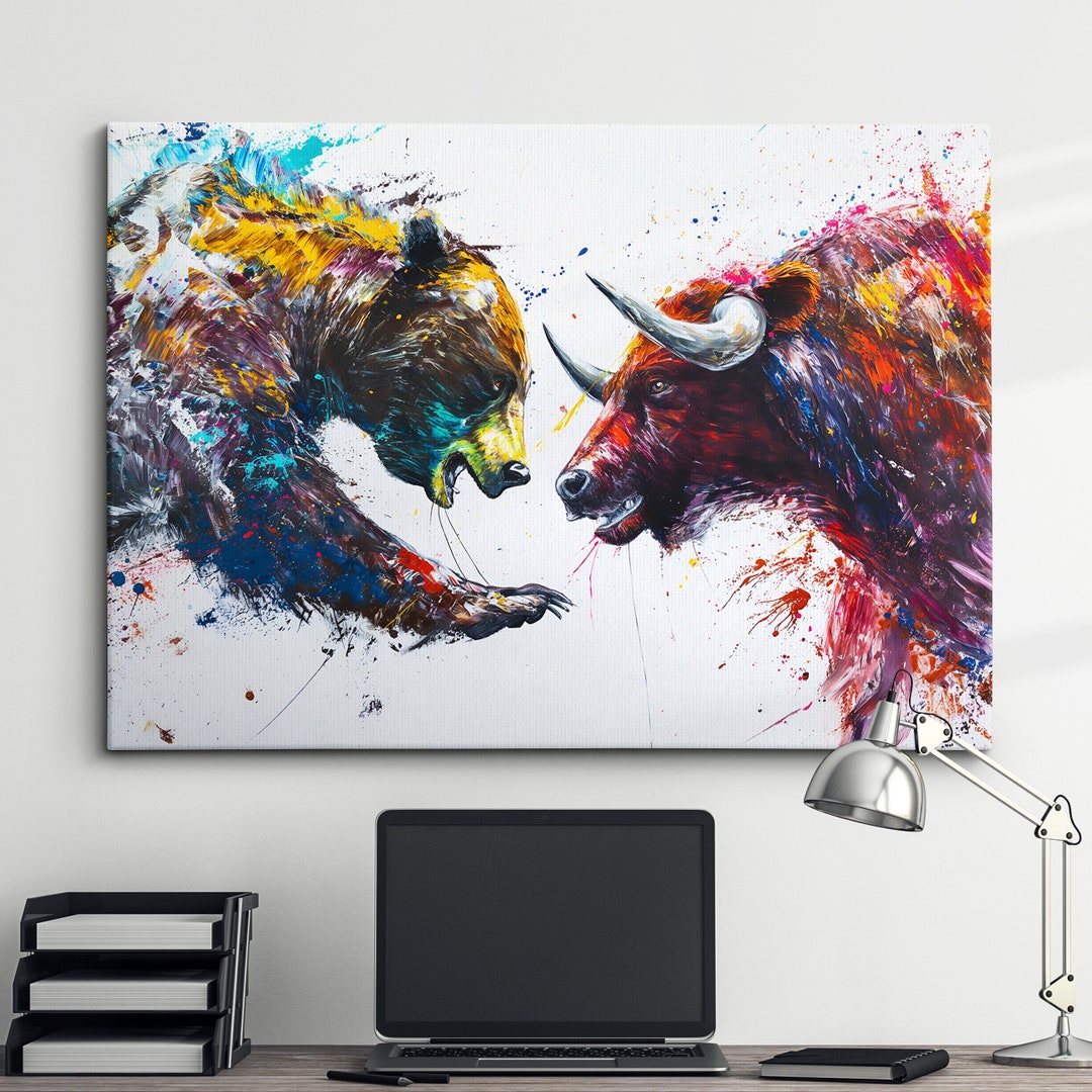 Bear Vs Bull Stock Market Wall Street Trading Painting Finance ...