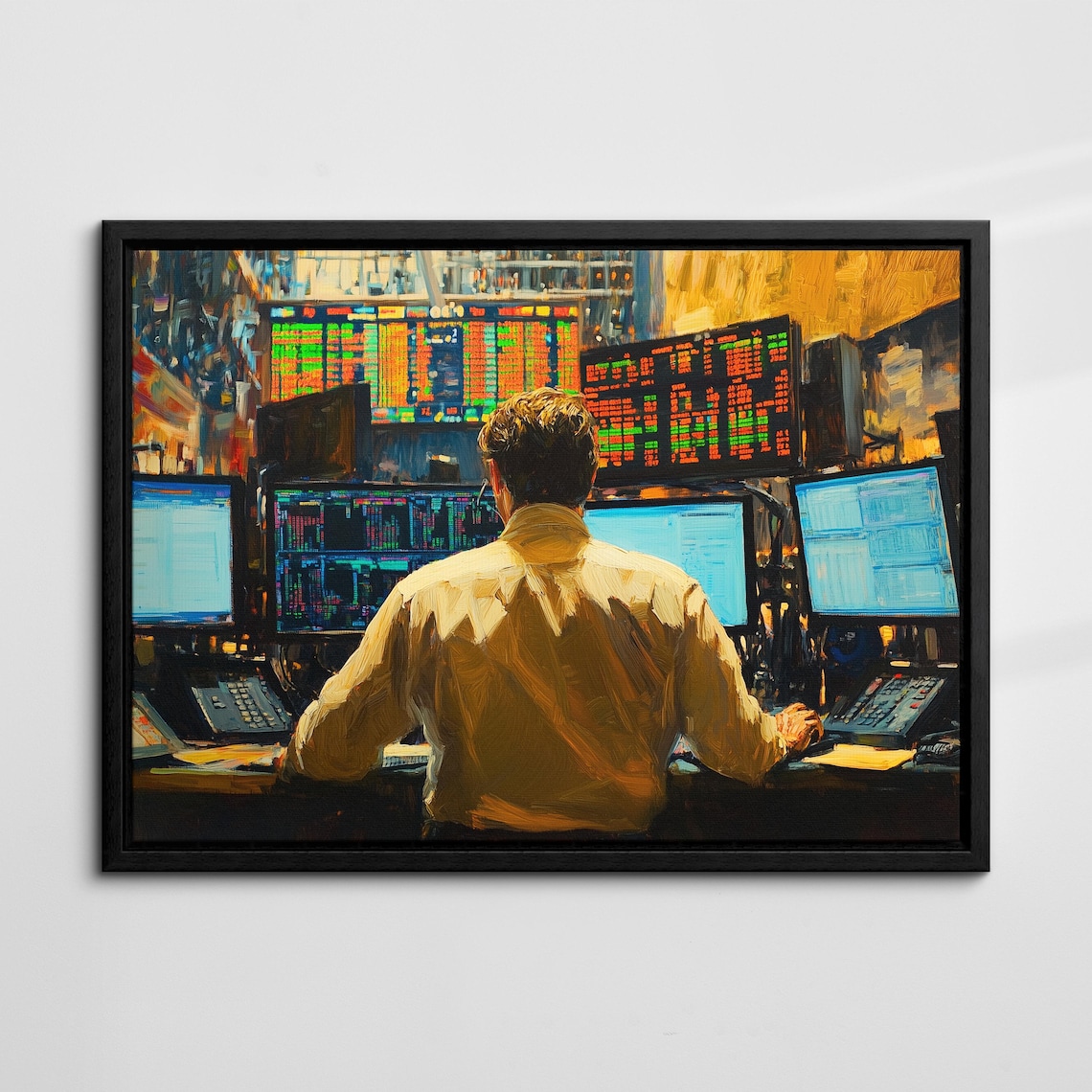 Man Working Trading Stocks Abstract Oil Painting Finance Money ...