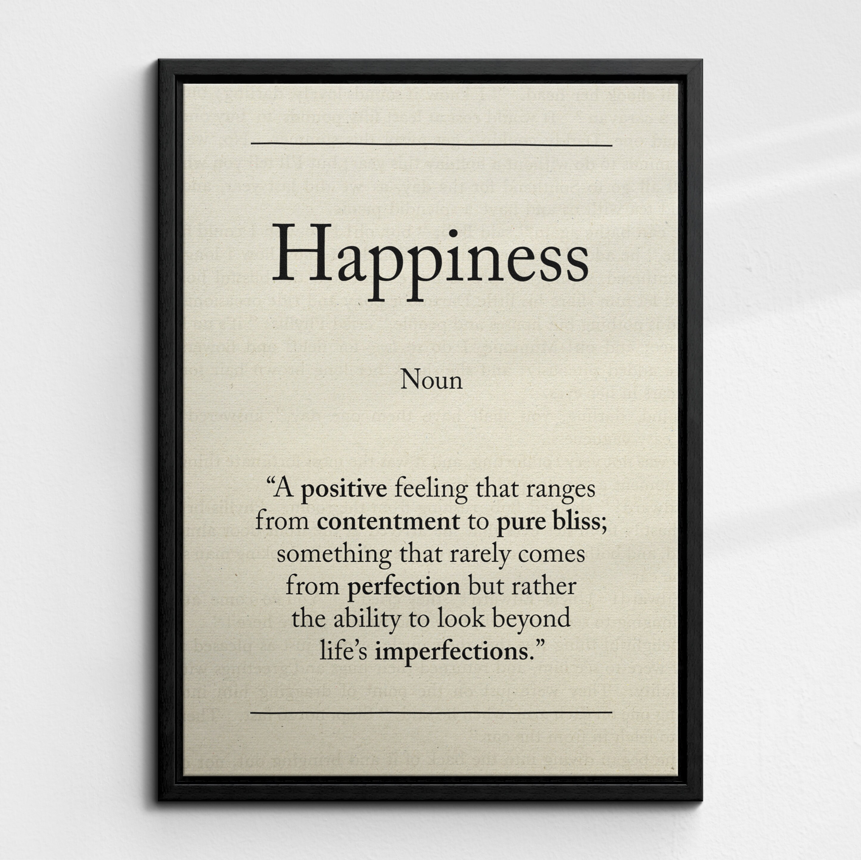 Happiness Book Page Definition Quote Positivity Inspirational Framed ...