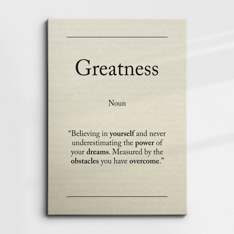 Greatness Book Page Definition Quote Motivational Inspirational Framed ...