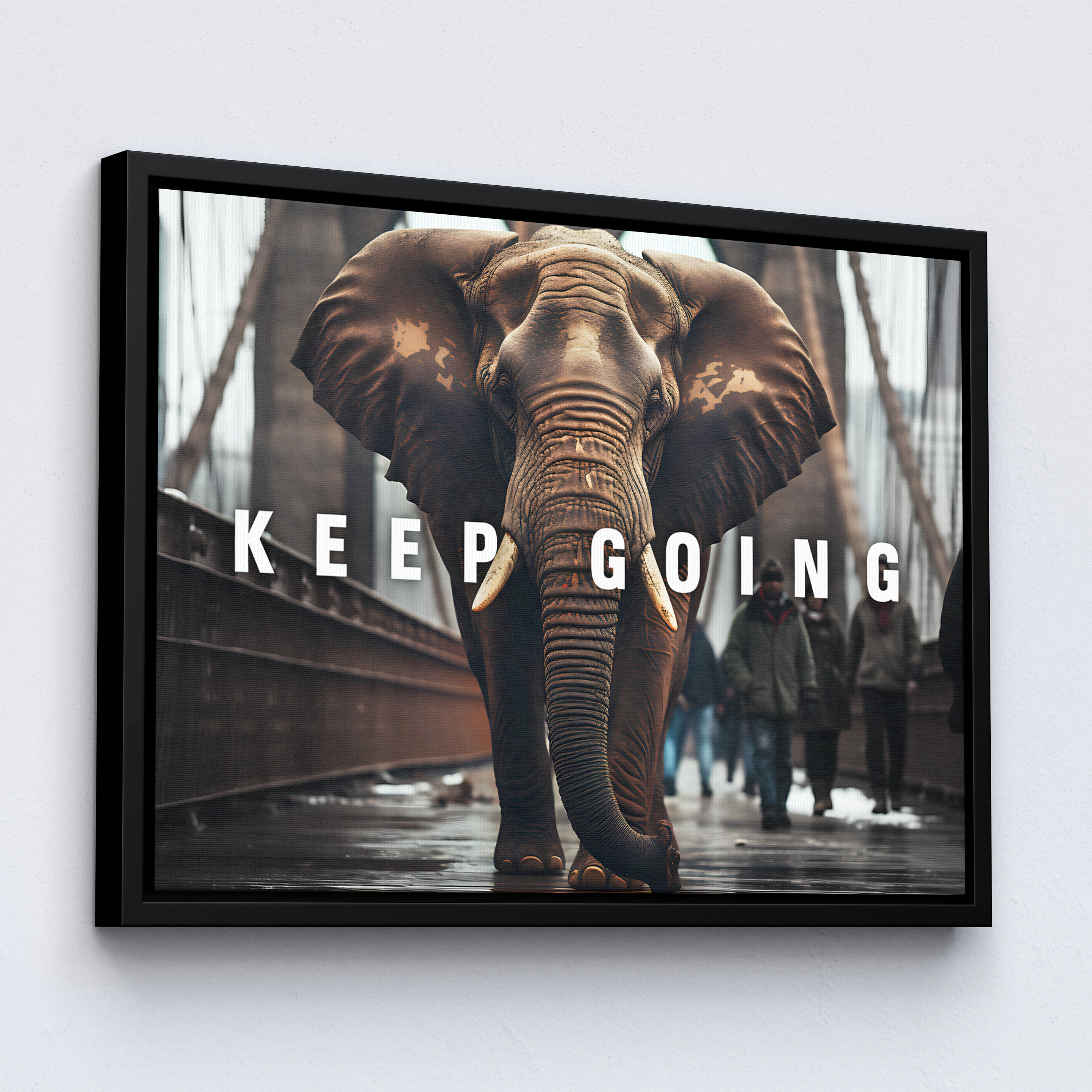 Keep Going Elephant Brooklyn Bridge Motivational Inspirational Framed ...