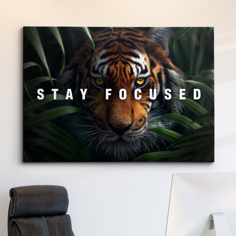 Tiger Stay Focused Quote Animal Motivational Inspirational Framed ...