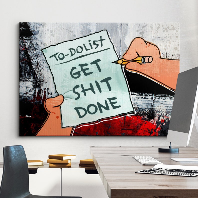 To Do List Get Sht Done Quote Motivational Inspirational, Framed Canvas ...