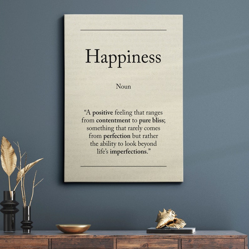 Happiness Book Page Definition Quote Positivity Inspirational Framed ...
