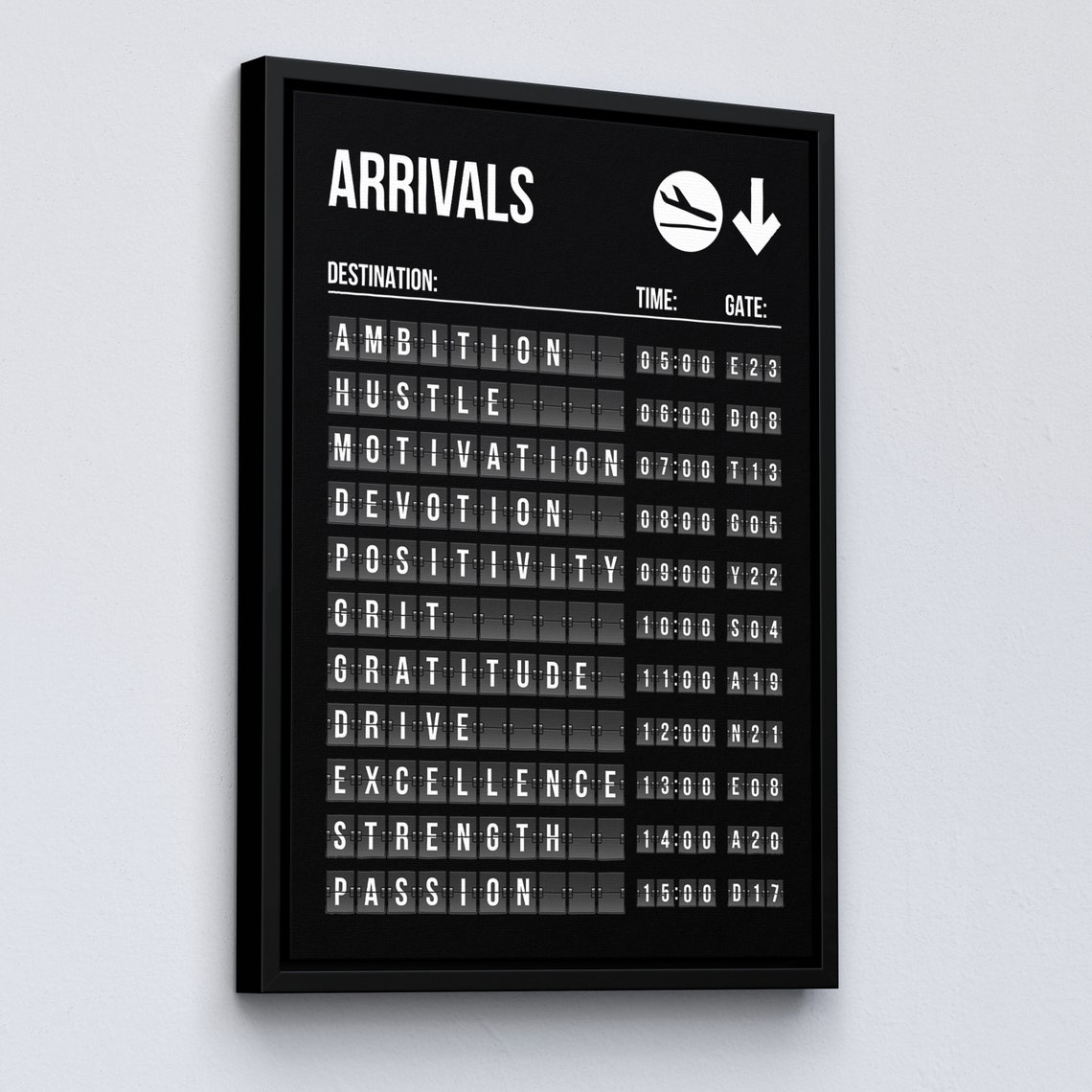 Arrivals Success List Board Quotes Motivational Inspirational, Framed ...