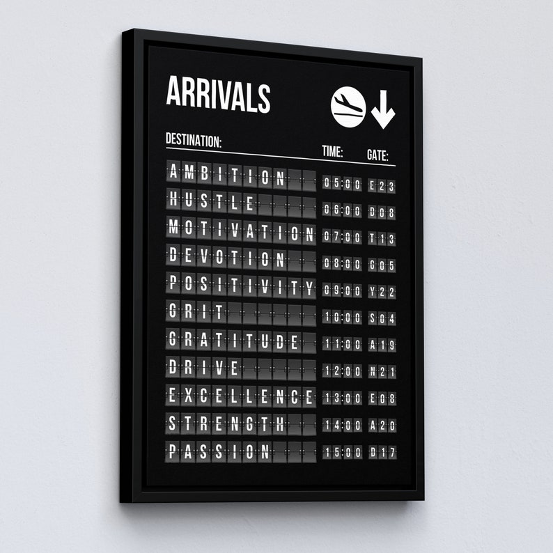 Arrivals Success List Board Quotes Motivational Inspirational, Framed ...