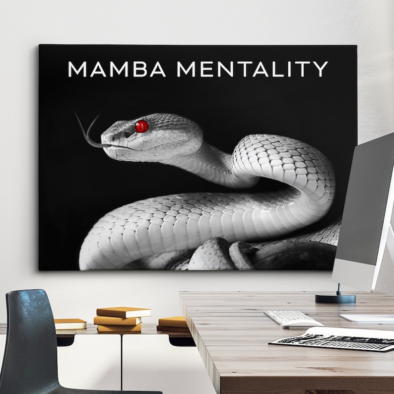 Mamba Mentality Red Eye Snake Motivational Inspirational, Framed Canvas ...